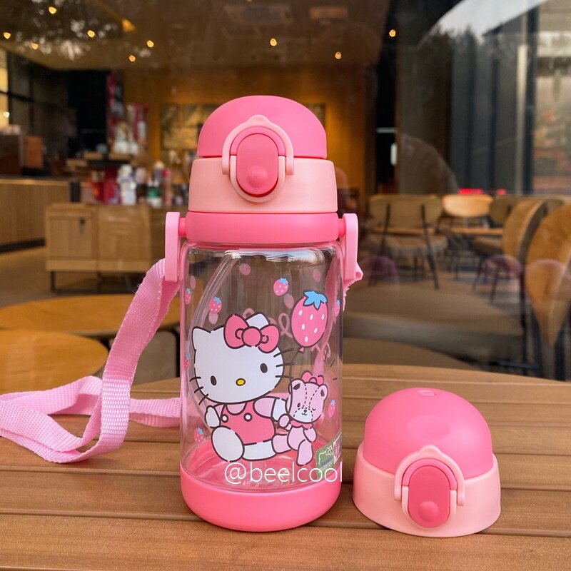 Cute Cartoon Hello Kitty Smiggle Water Bottle With Straw |Kids Botol ...