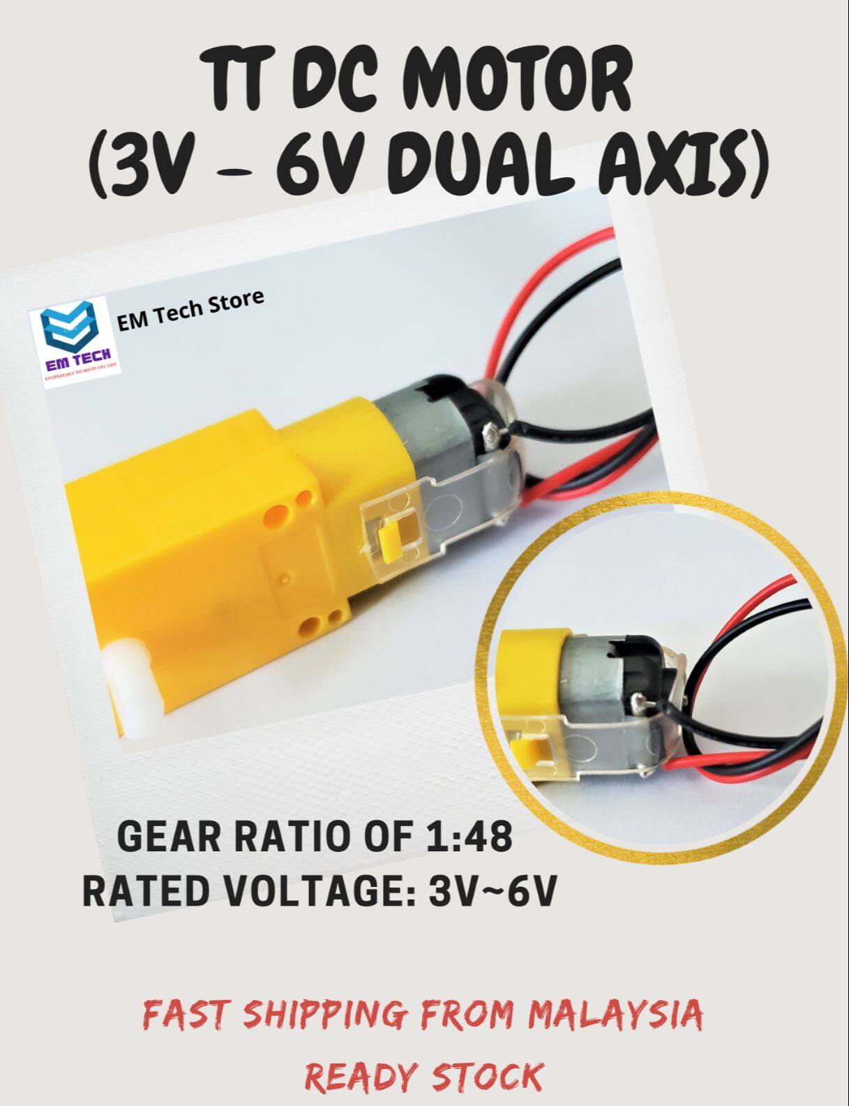 TT DC Motor (3V - 6V Dual Axis) | Lazada