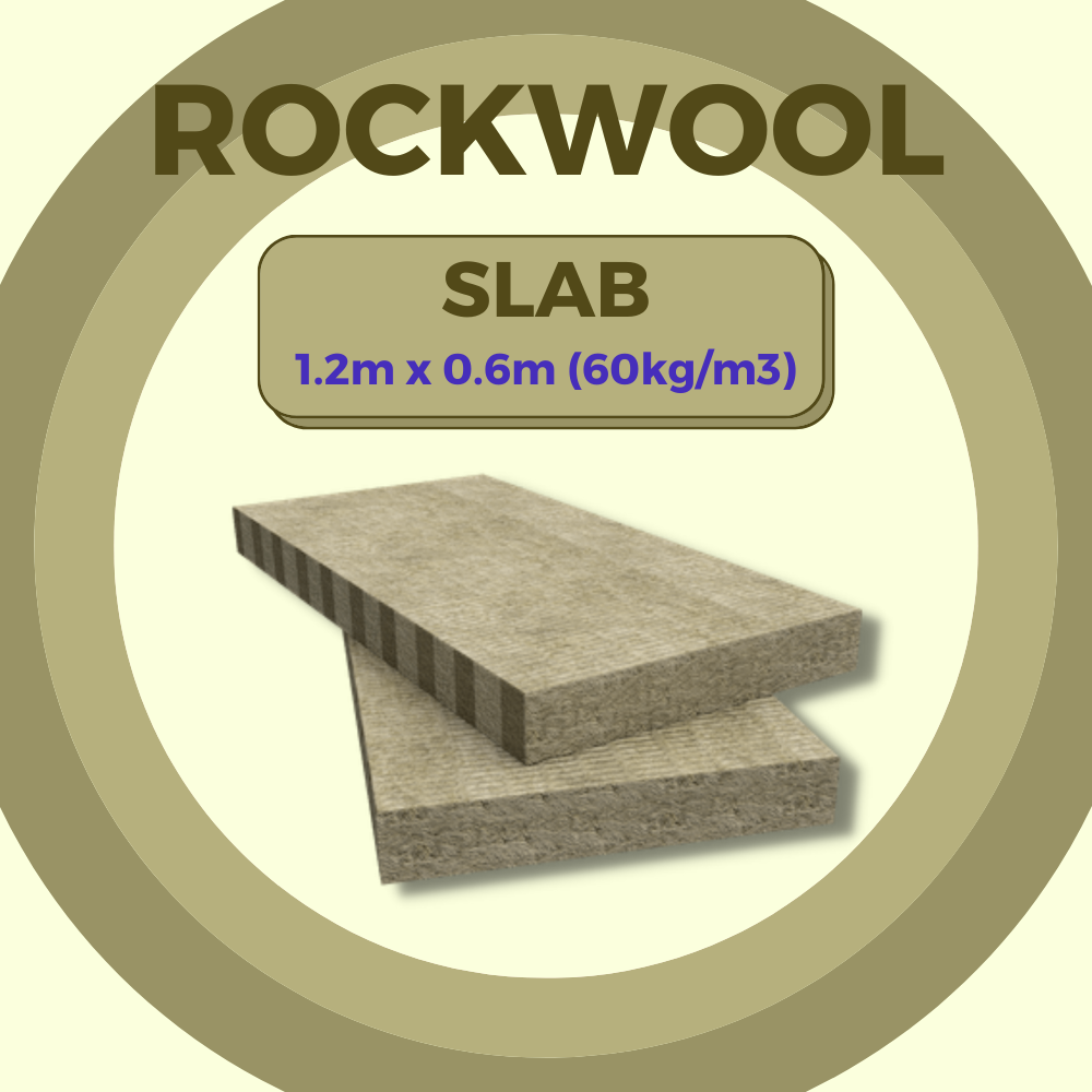 RockWool Slab 1.2m x 0.6m x 50mm [40kg/m3][60kg/m3] Heat Insulation ...