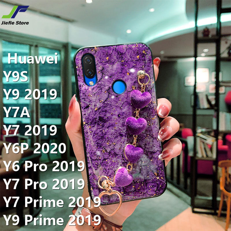 JieFie หรูหราทองฟอยล์ Bling หินอ่อนสำหรับ Huawei Y9 2019 / Y6P / Y7A ...