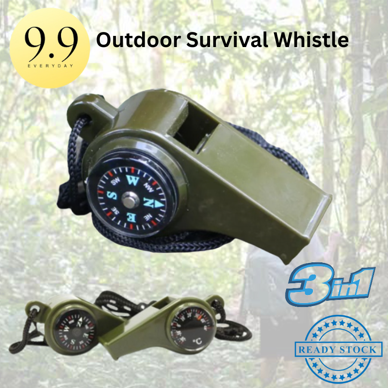 Outdoor Emergency Survival Whistle 3-in-1 with Compass and Thermometer ...