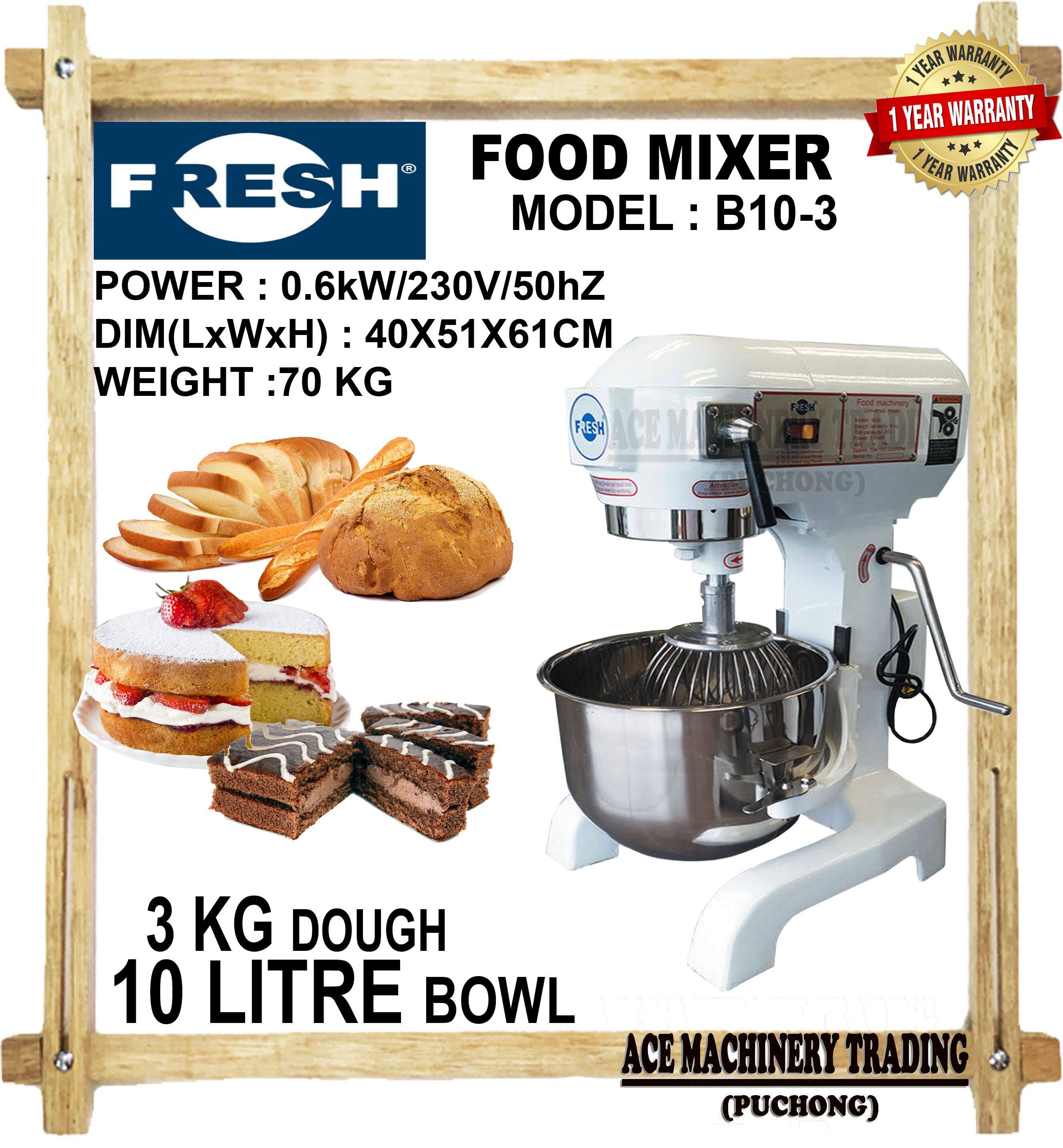FRESH Food Mixer Stand Mixer 10L (White) Capacity 3KG Dough 600Watt ...