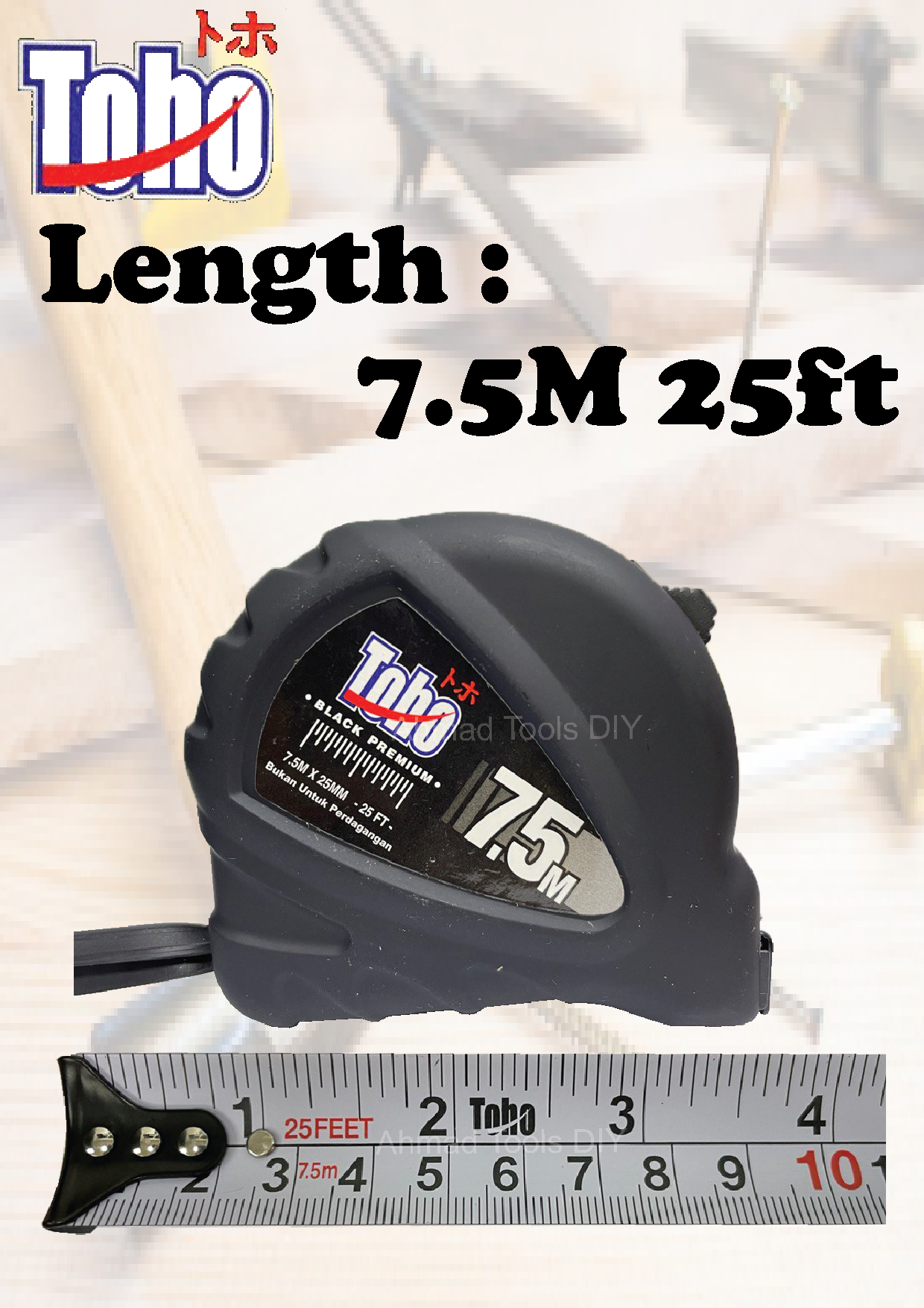 TOHO BLACK PREMIUM MEASURING TAPE 5.0M/7.5M / MEASUREMENT TAPE / TALI ...