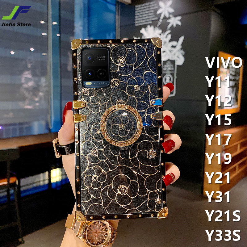 JieFie Rose ดอกไม้สแควร์โทรศัพท์สำหรับ VIVO Y33S / Y21S / Y21A / Y21 ...