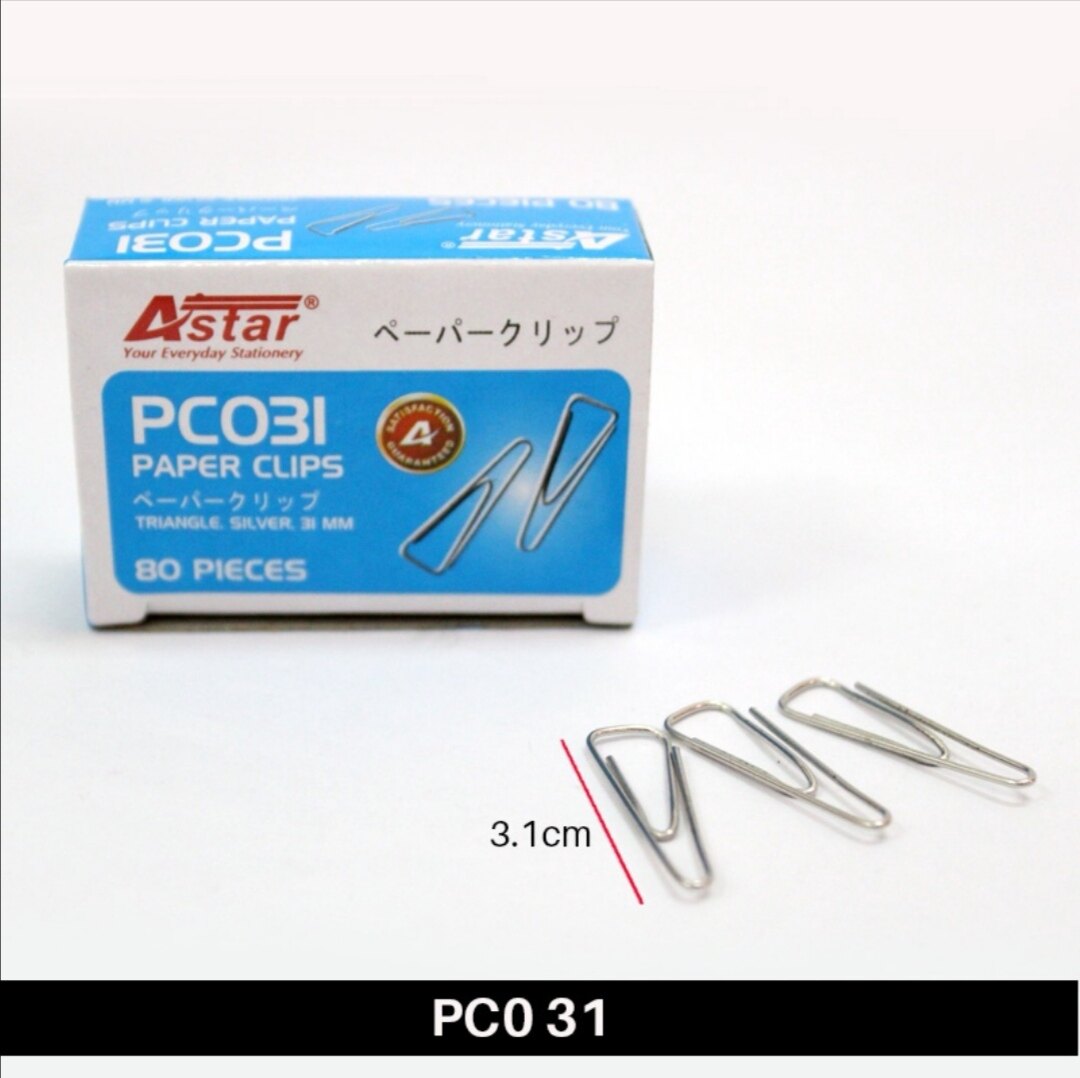 ASTAR Paper Clip Klip Kertas 25mm/31mm/50mm (1 Box) | Lazada