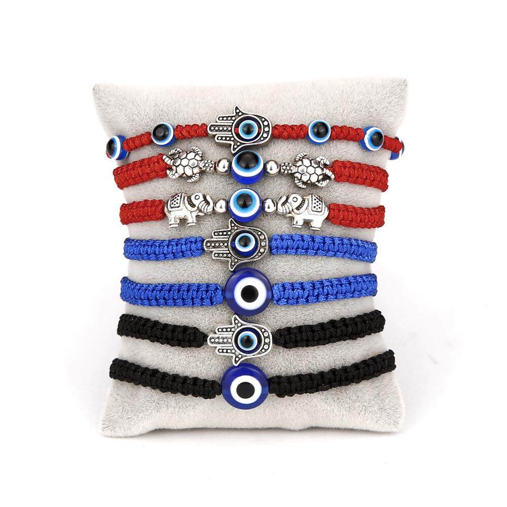 ใหม่ตุรกี Blue Evil Eye สร้อยข้อมือผู้หญิงผู้ชายมือช้างเต่า Charm สีแดง ...