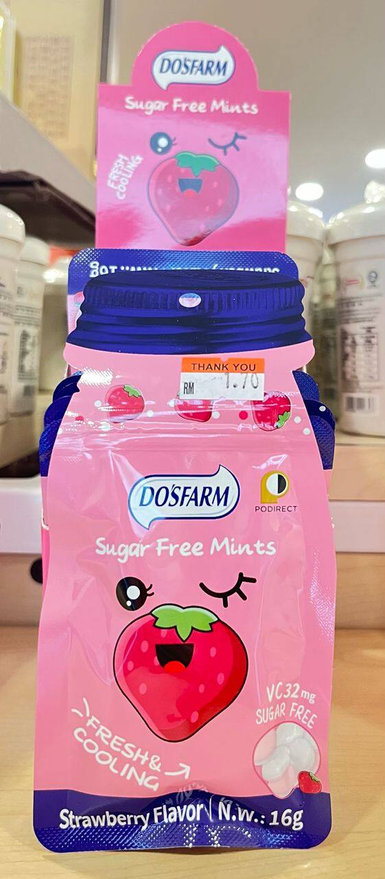 Dosfarm Sugar Free Mint Candy -Dosfarm无糖薄荷糖 (16g)-Segar & Menyejukkan ...