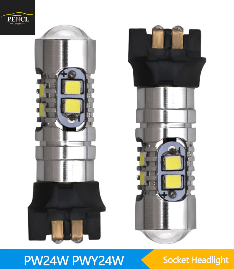 PENCL 2ชิ้น PW24W PWY24W Moto ซ็อกเก็ตหลอดไฟ LED รถยนต์ Canbus ...