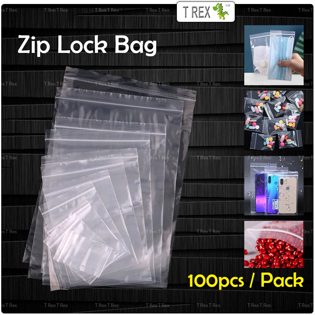 100pcs Plastic Zipper Bag / Zip Lock Bag / Zip Bag / Transparent ...