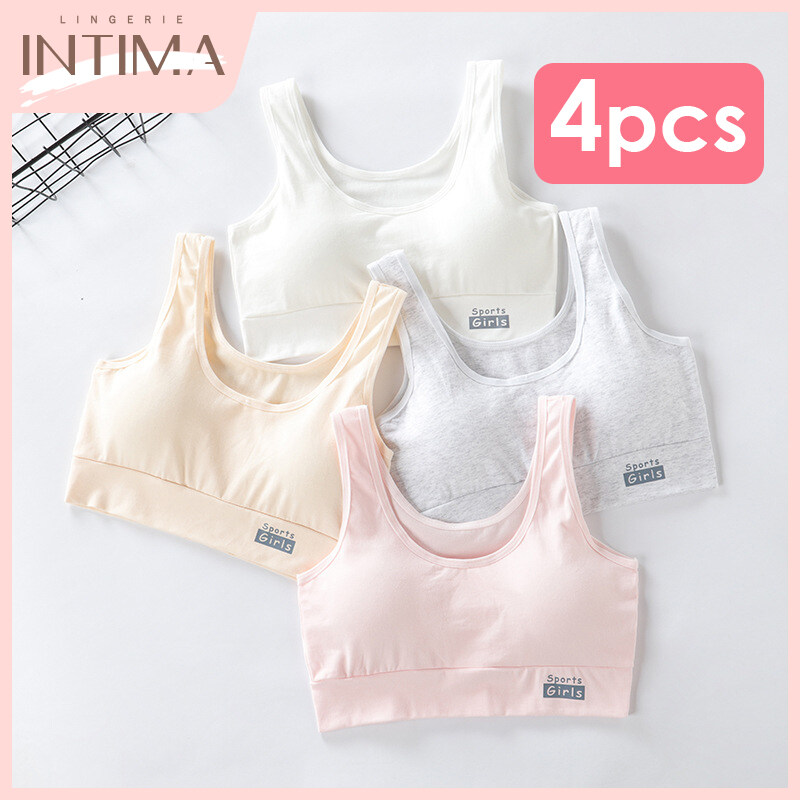 INTIMA【4 pcs】Teenage Underwear For Girl Children Girls Cutton Wireless ...
