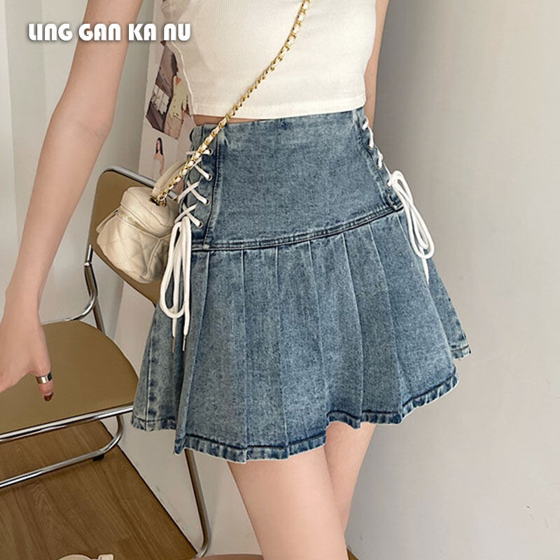 LING GAN KA NU ผู้หญิงกระโปรงยีนส์สั้น 2022 ฤดูร้อนใหม่เวอร์ชั่นเกาหลี ...