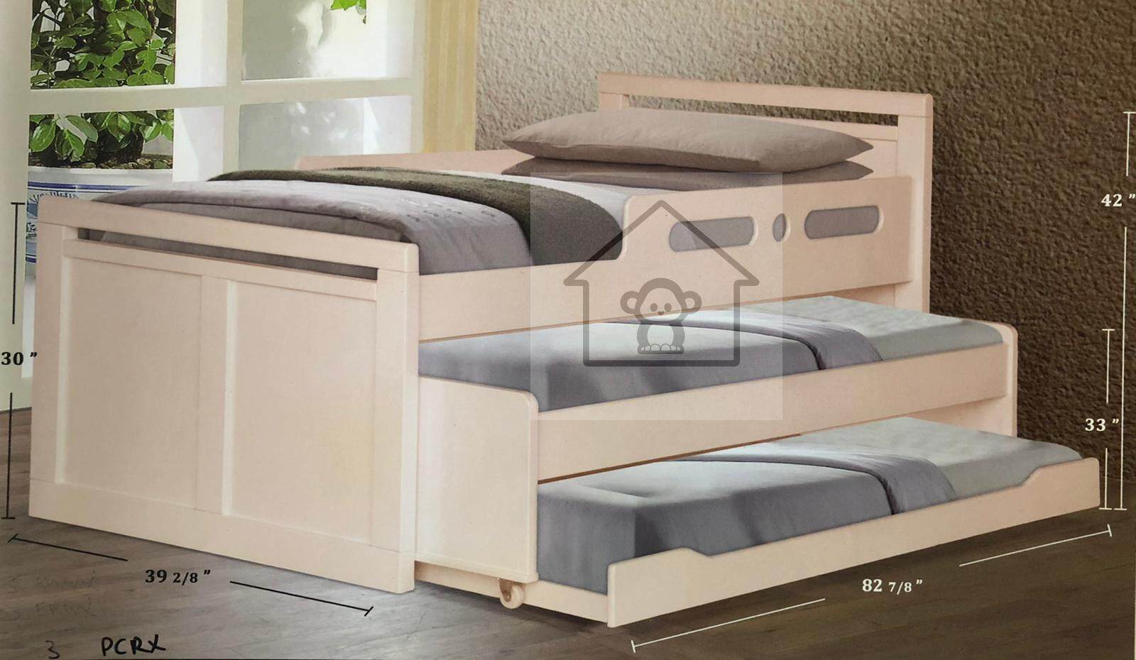 Triple Bedframe / Wooden Bedframe / Single Bed / Children Bed / Super ...