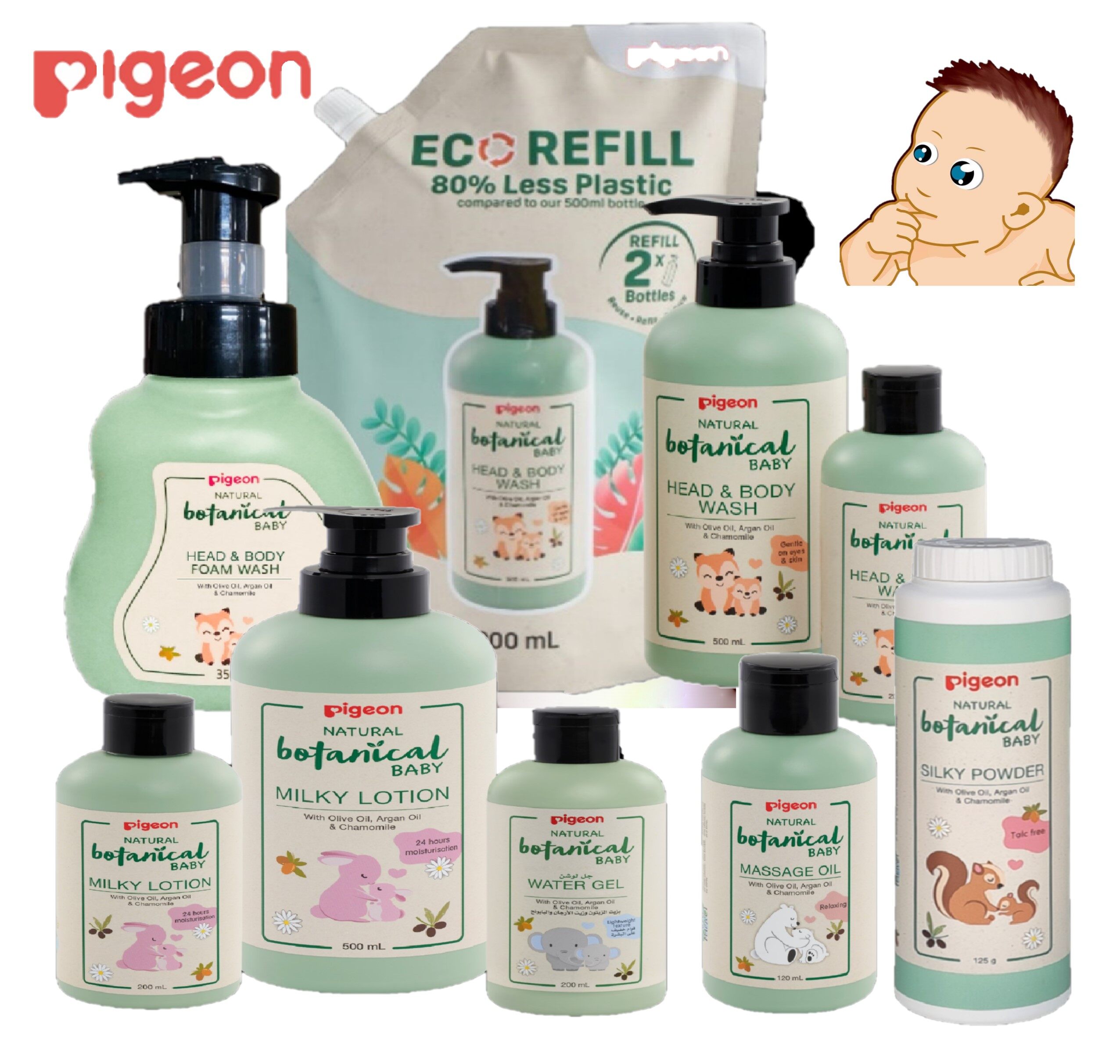Pigeon Natural Botanical Series Baby Head & Body Wash / Baby Water Gel ...