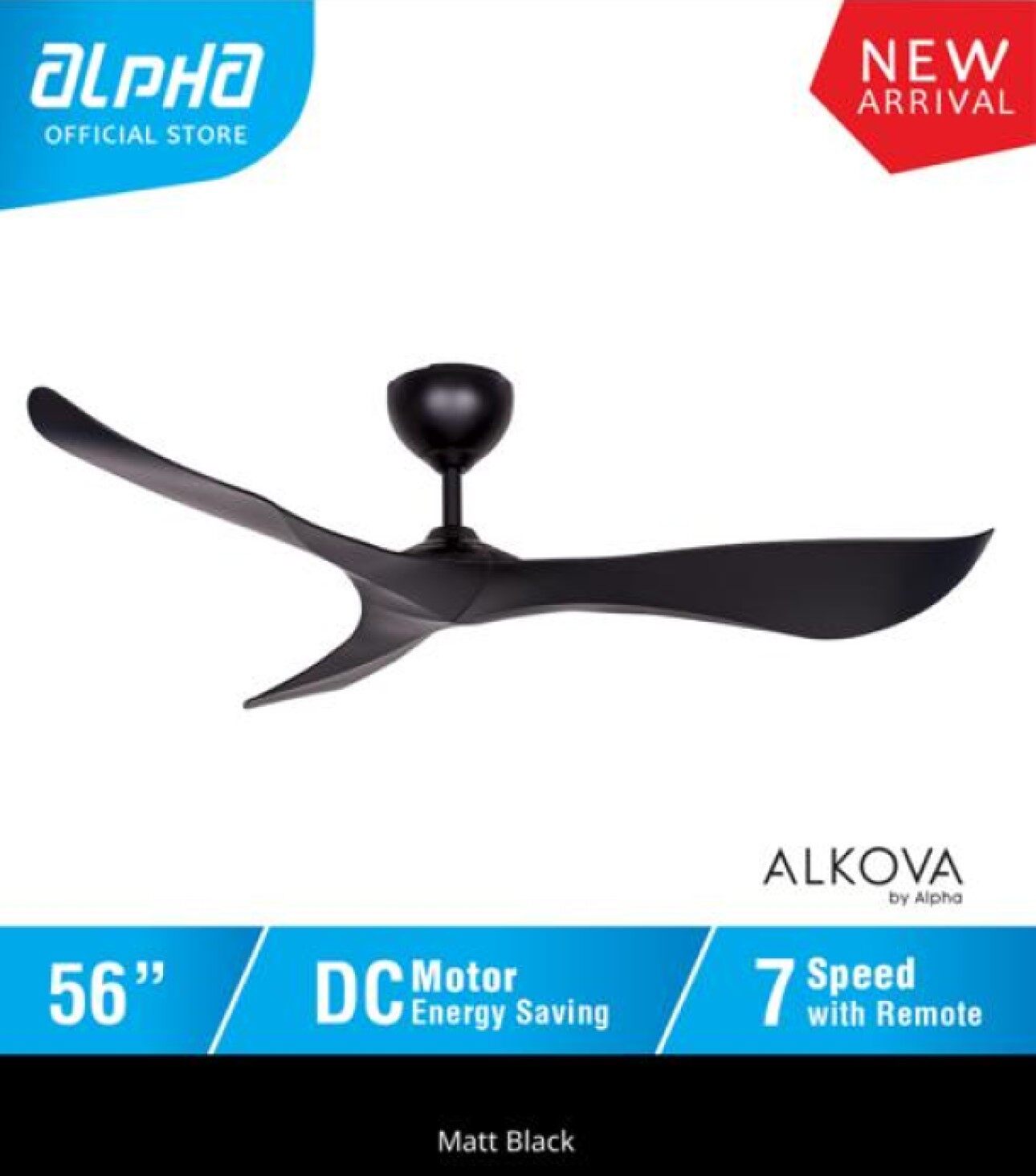 Alpha ALkova KOKO 7 Speed 56 INCH 3 Blades Anti-Rust & DC Motor with ...
