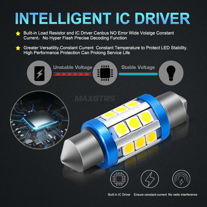 MAXGTRS 2x 12V 24V Festoon C5W C10W 3030 Chip Bulb Canbus 31mm/36mm/39mm/41mm Car LED Lamp ...