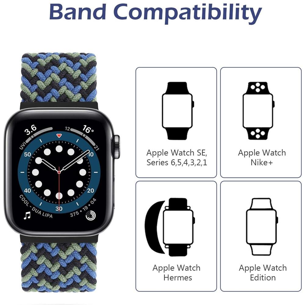 Nylon Braided Solo Loop fabric Strap For Apple Watch band 44mm 40mm ...