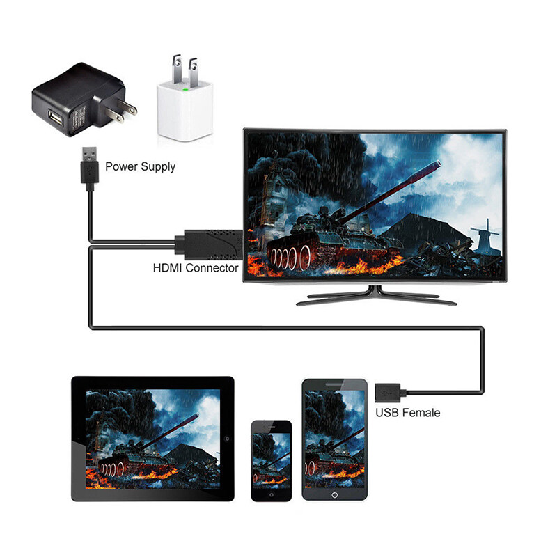 UNI 2 in 1 USB Female to HDMI Male HDTV Adapter Cable For IOS 8.0 ...