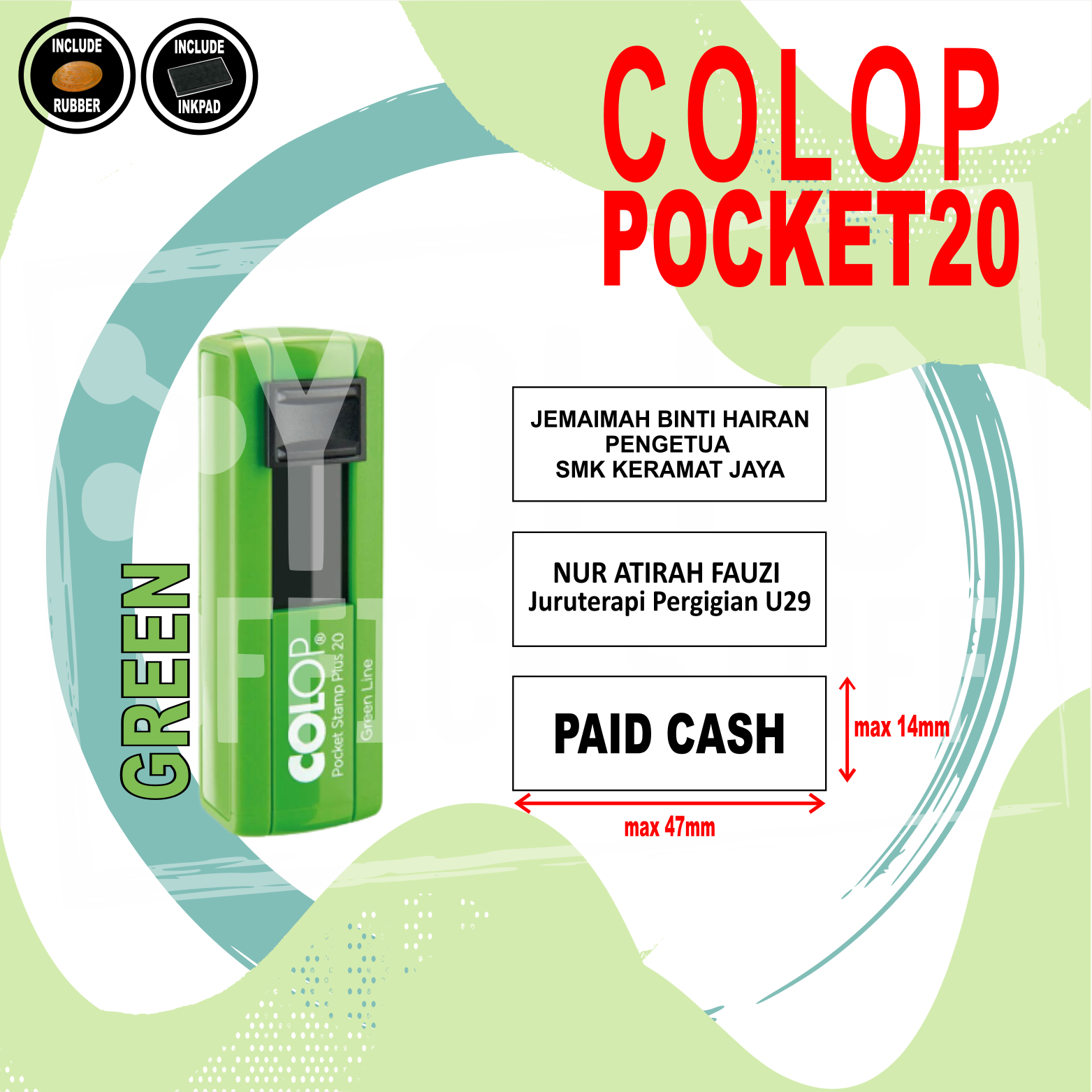 Pocket Stamp self inking rubber stamp cop nama COLOP Original | Lazada