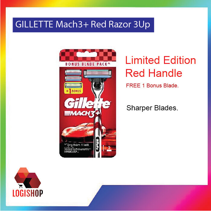 [LOGISHOP]GILLETTE Mach3+ Red Razor 3Up | Lazada