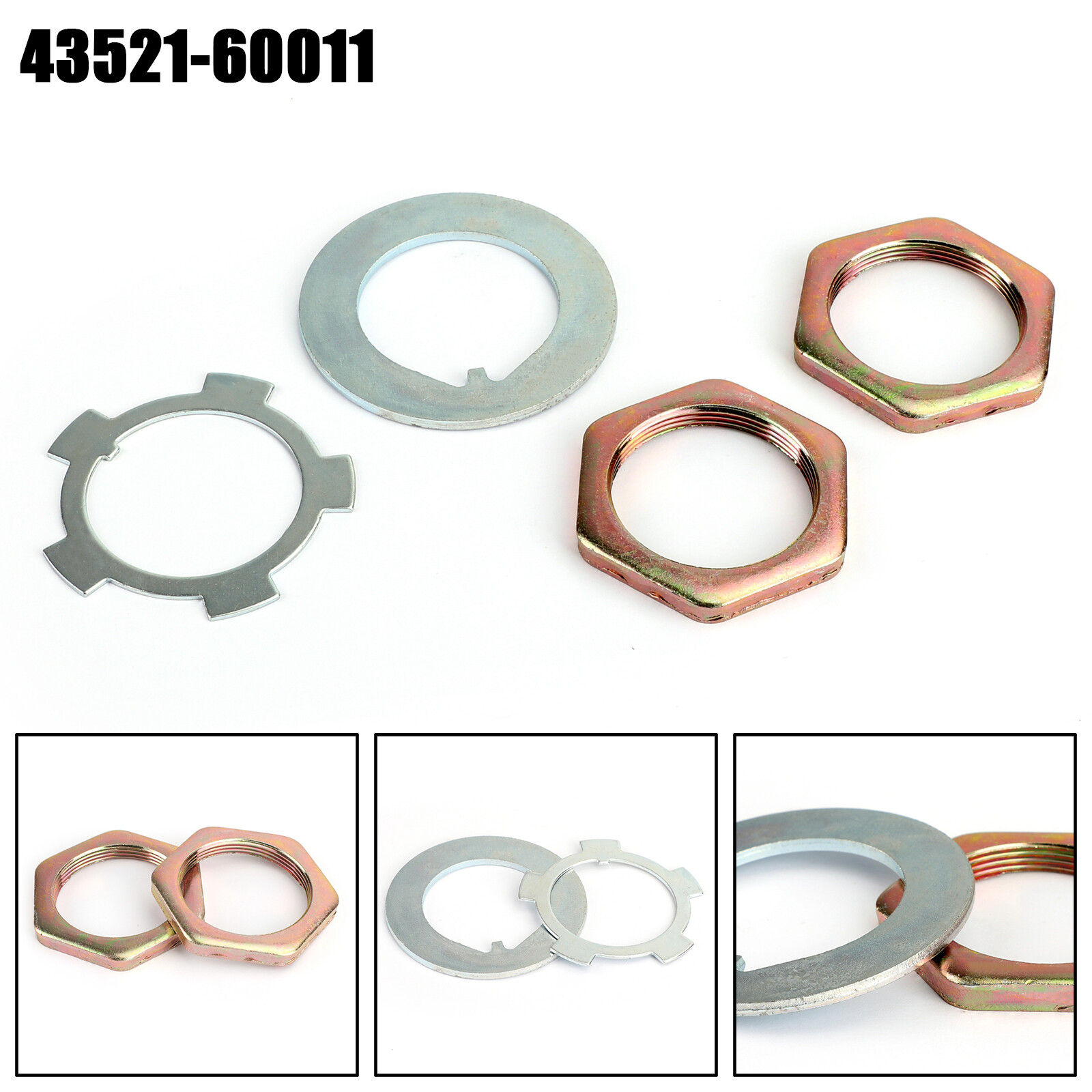 Areyourshop Front Axle Hub Spindle Lock Nut Washer Kit 43521-60011 For ...