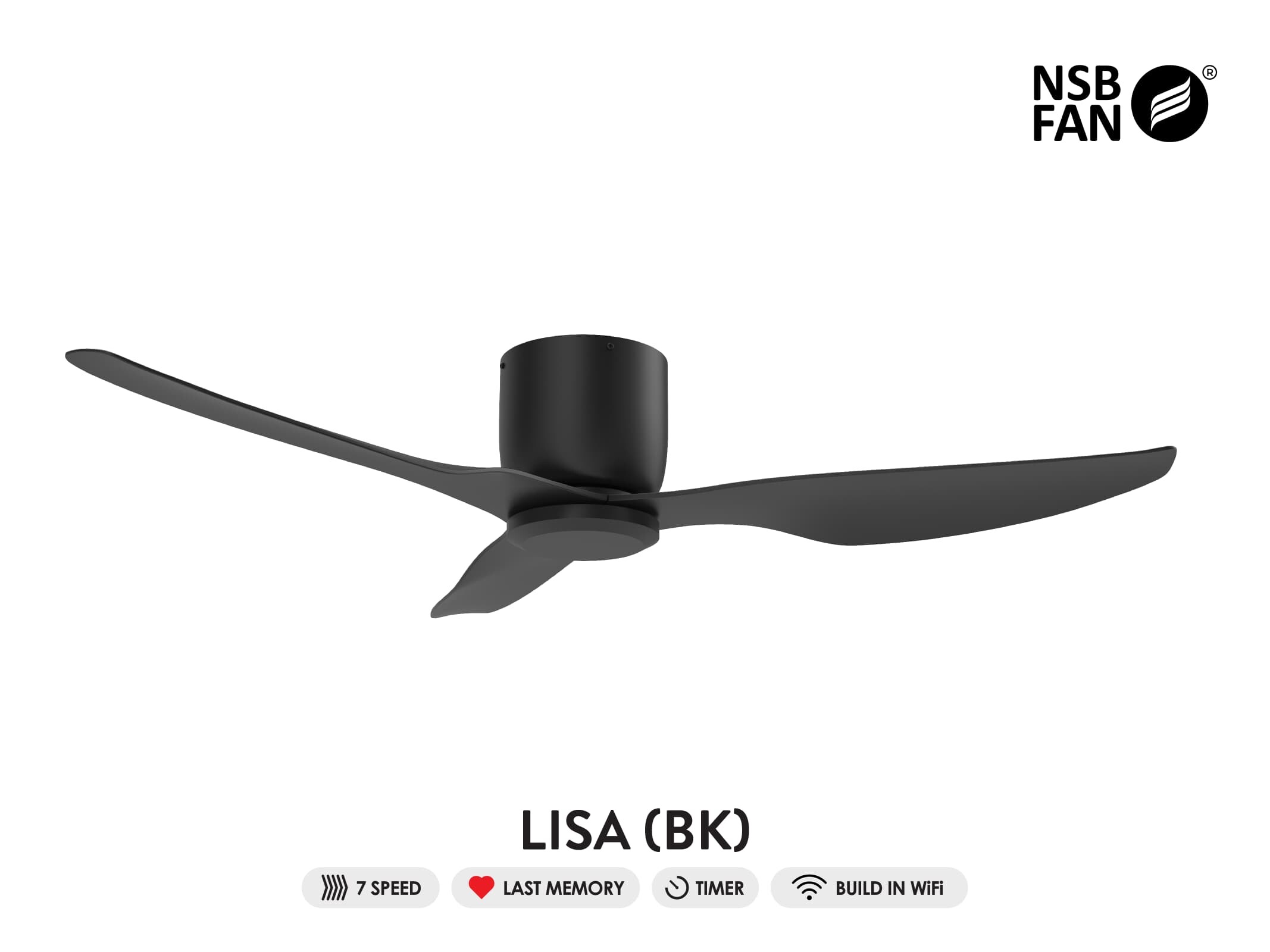 NSB FAN LISA 52 Inch DC motor WIFI with 3 Blades (7 Speeds) REMOTE ...