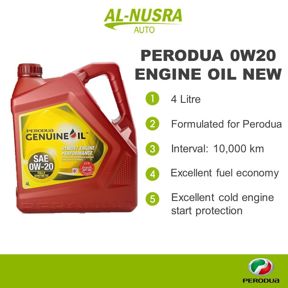 PERODUA 0W20 ENGINE OIL NEW 4L MINYAK HITAM FULLY SYNTHETIC 0W-20 ...