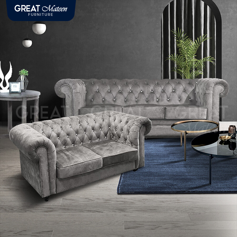 Hasper 2+3 Chesterfield Sofa / 2 Seater / 3 Seater / Sofa Velvet / Sofa ...