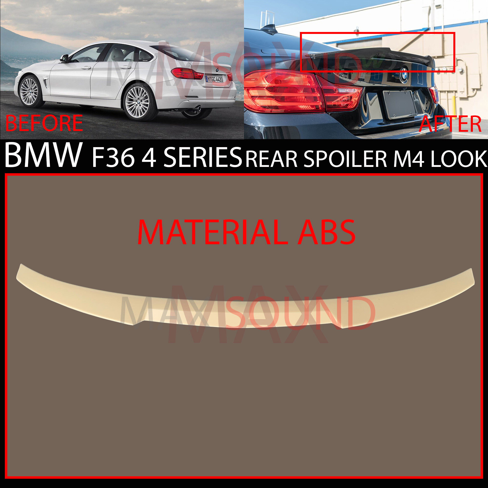 BMW F36 M4 M SPORT 4SERIES 4 DOOR M4 LOOK REAR SPOILER TRUNK SPOILER ...