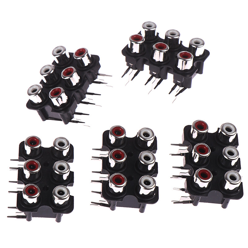 Excellent 5Pcs 6 holes RCA Female Stereo audio Jack AV Audio input ...