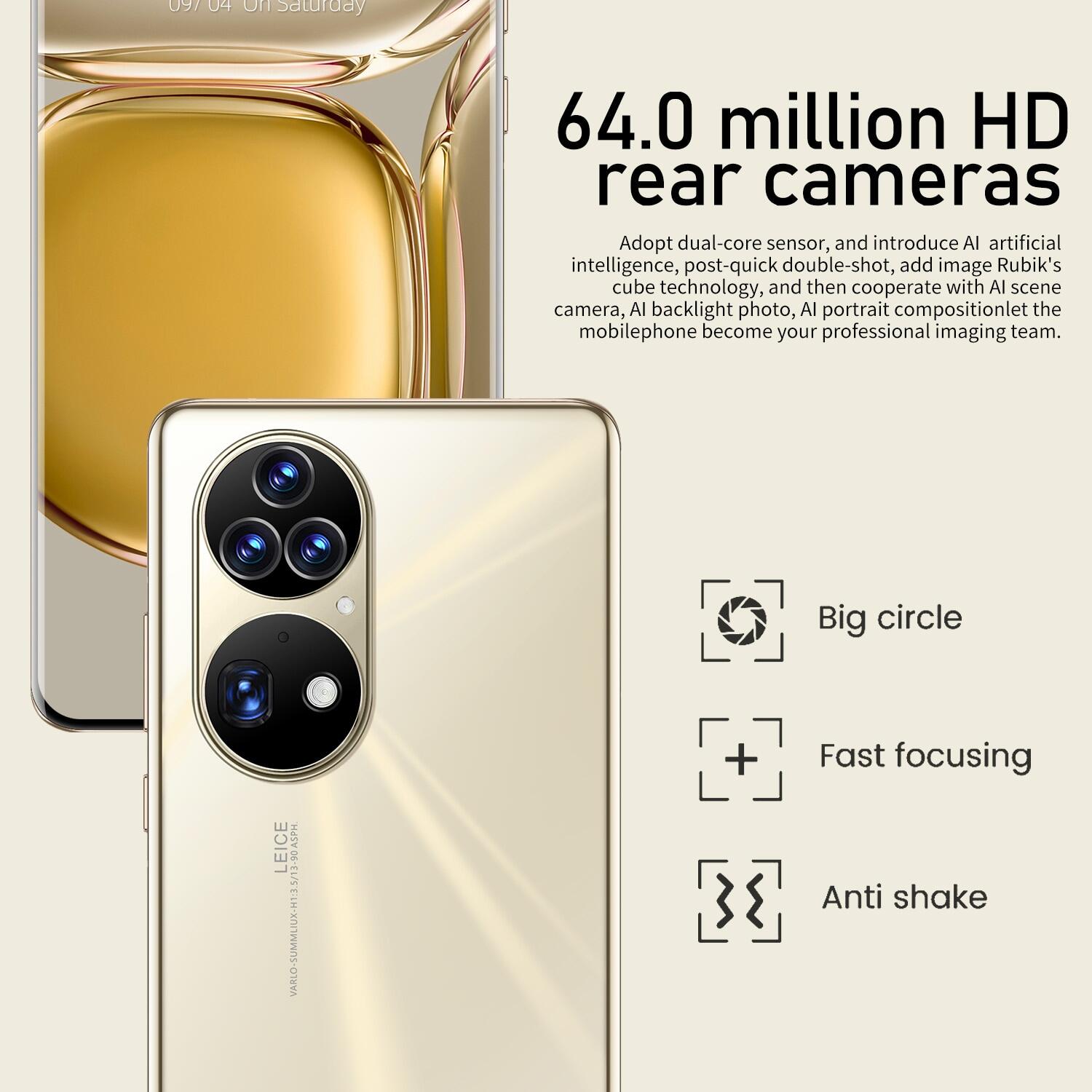 Global Version P50 Pro โทรศัพท์สมาร์ทโฟน7.3นิ้ว,รองรับ Android 12 Qualcomm 888 5G 6800MAh 16GB ...