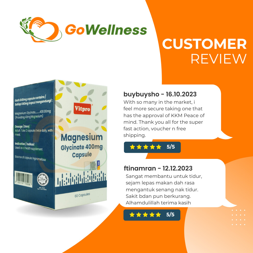 Tingkatkan Kualiti Tidur .Vitpro Magnesium Glycinate 400mg x 60s ...