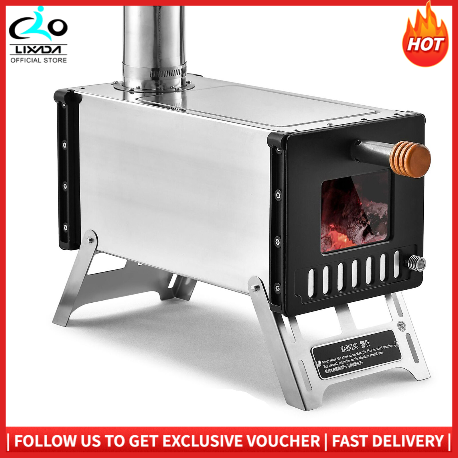 Stainless Steel Tent Wood Stove with Chimney Pipes Portable Camping ...