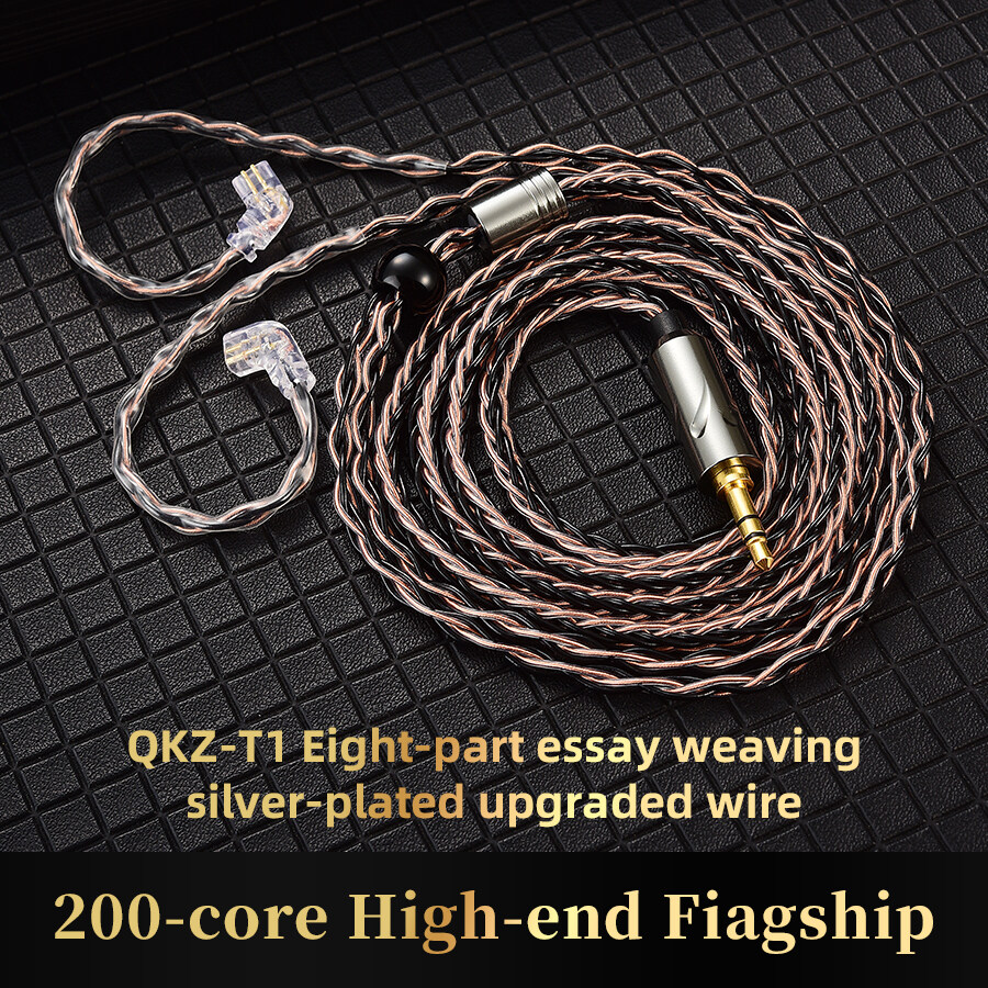Original QKZ T1 8 Strand 200แกน Cable 2PIN 0.75มม.3.5มม.OFC Copper Silver-Plated Audio ...