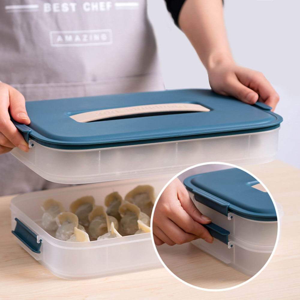 Urallife JJ Household Plastic Dumpling Box Large Capacity Portable Food ...