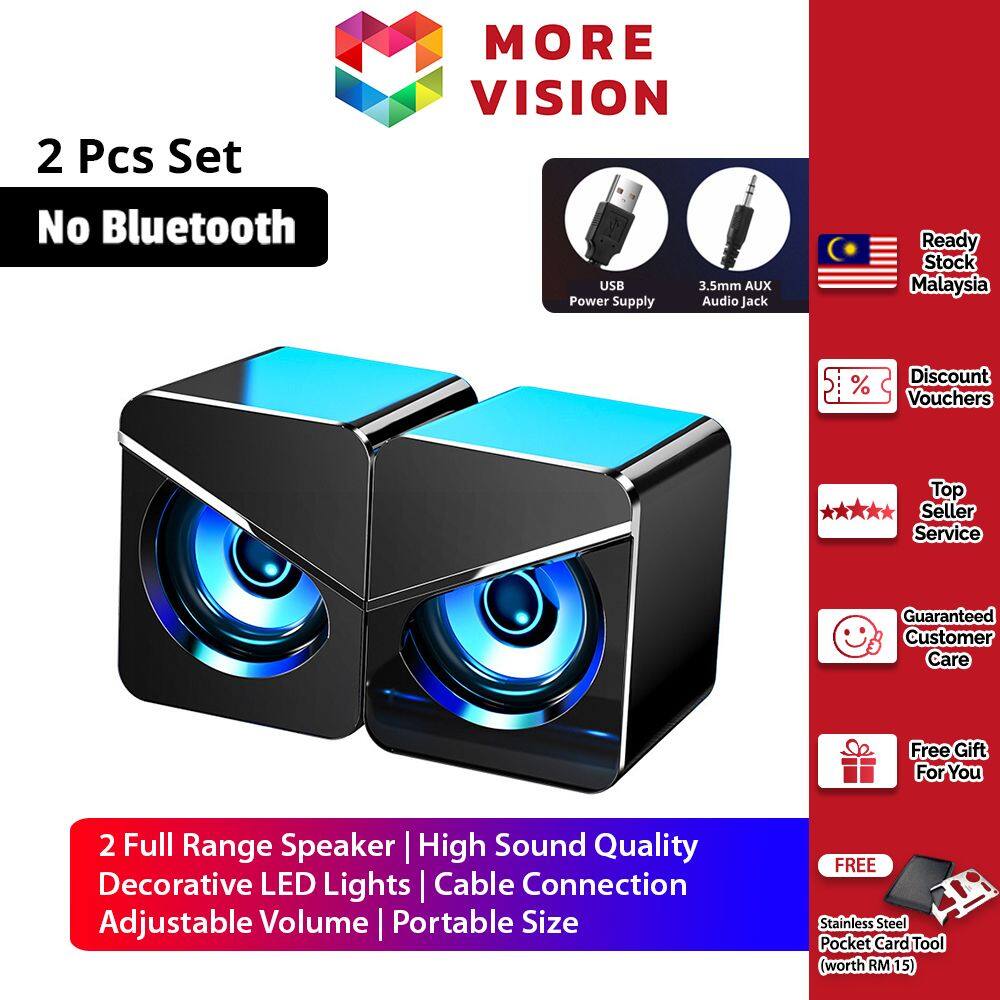 LED USB Speaker Set with Bluetooth Strong Bass Stereo Wired Sound Box ...