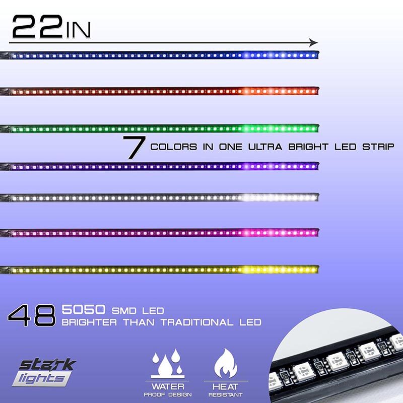 LANG 22 Inch 7Color 48 LED RGB Scanner Flash Car Strobe Knight Rider ...