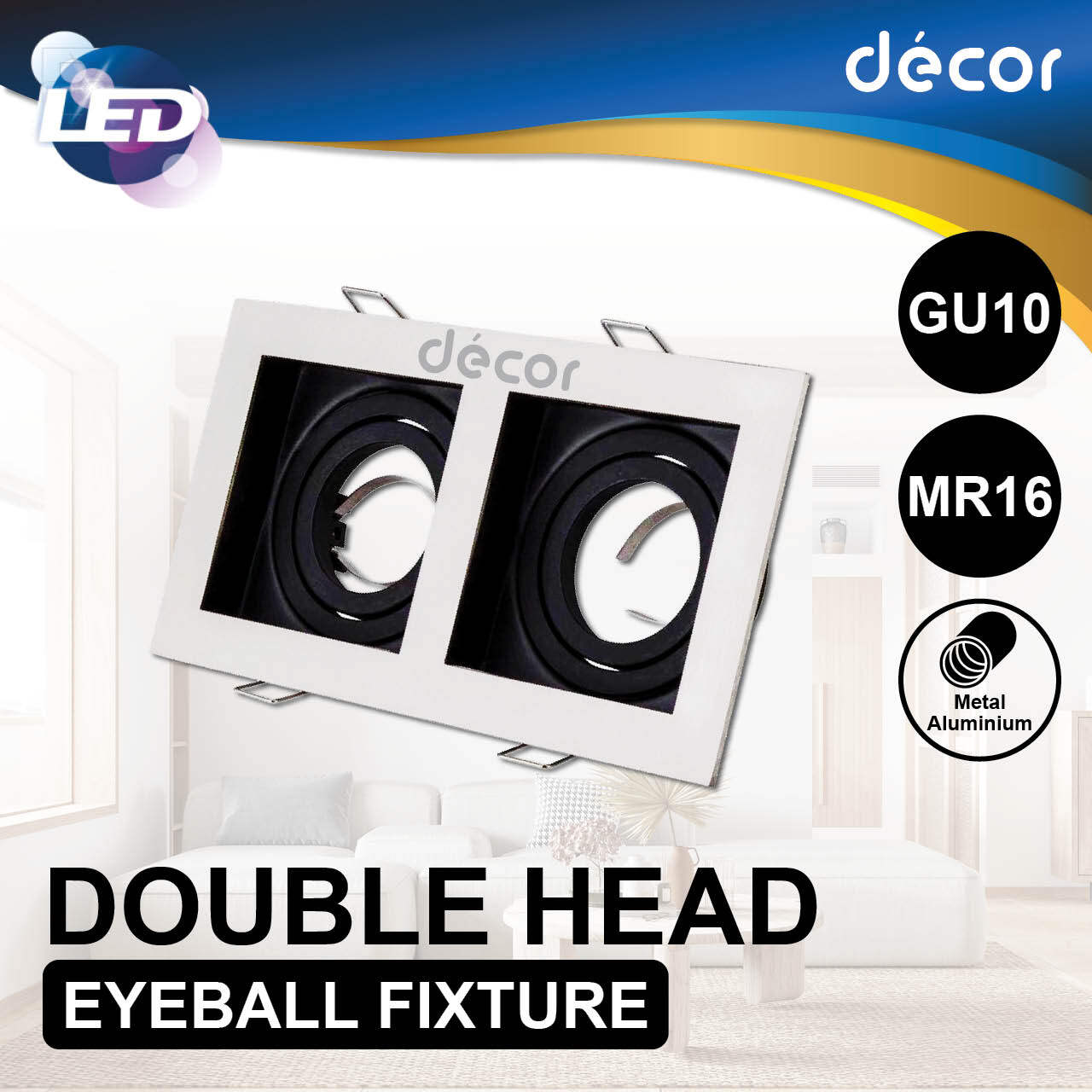 LED Eyeball Casing Fixture GU10 MR16 Black White Downlight Casing ...