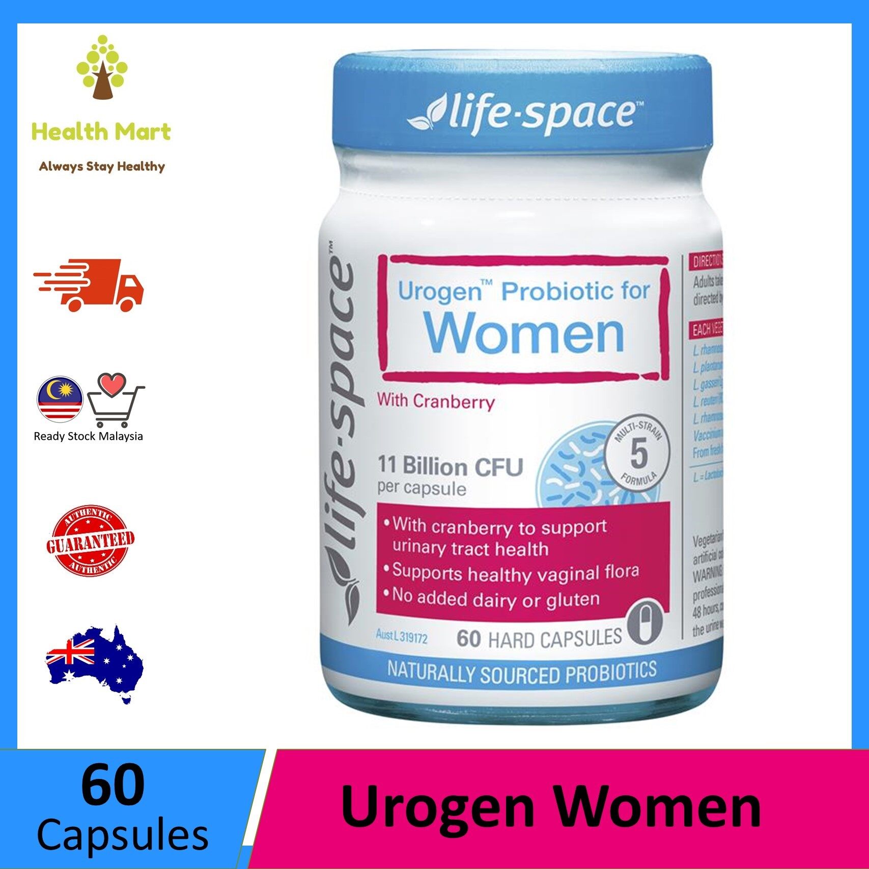 LIFE SPACE Urogen Probiotic For Women (60 Capsules) | Lazada