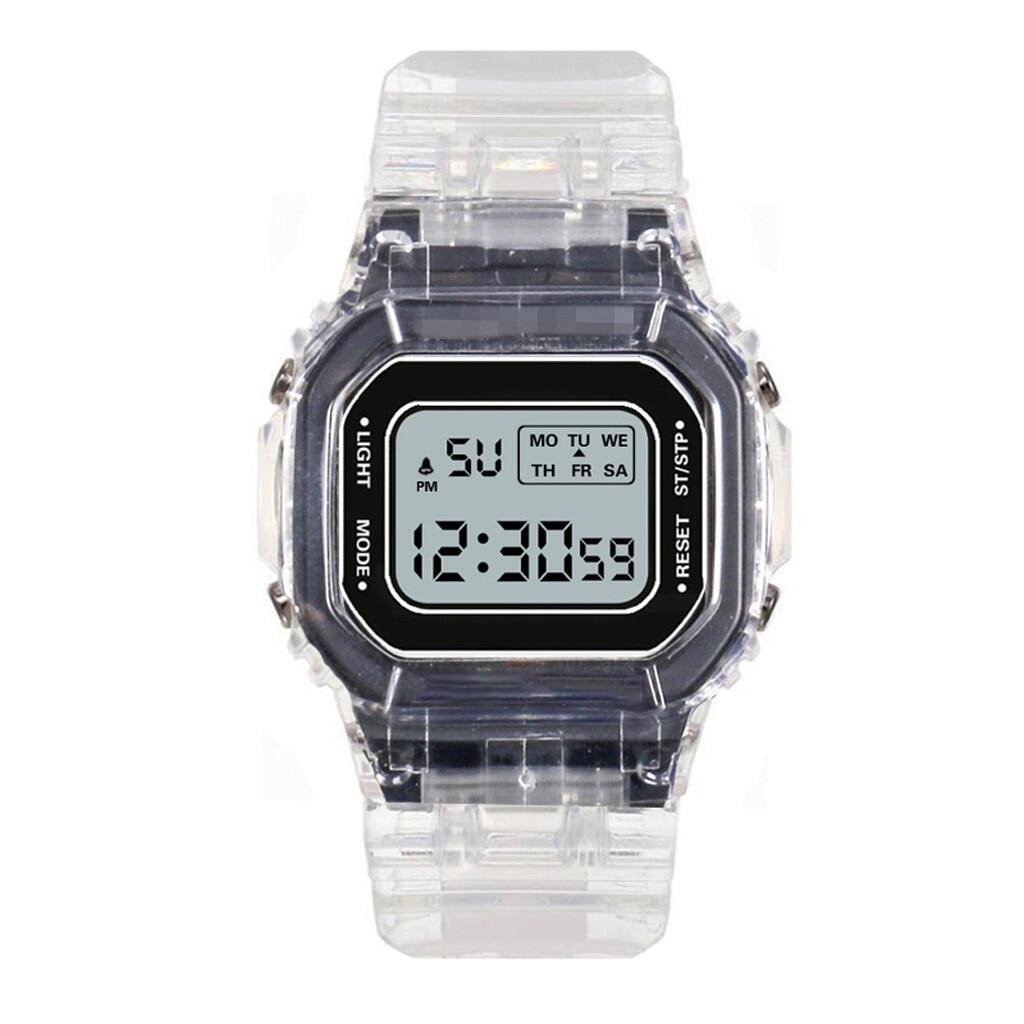 New Fashion Transparent Digital Watch Square Women Watches Sports ...