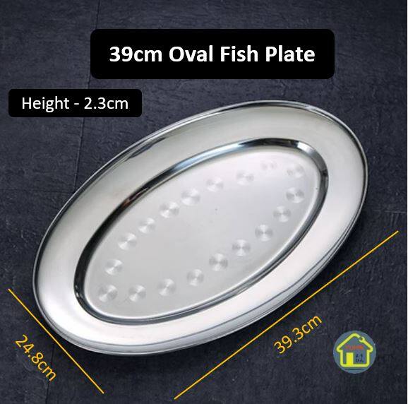 YOHIN Stainless Steel Oval Fish Plate/ Pinggan Ikan/ 不锈钢鱼盘 | Lazada