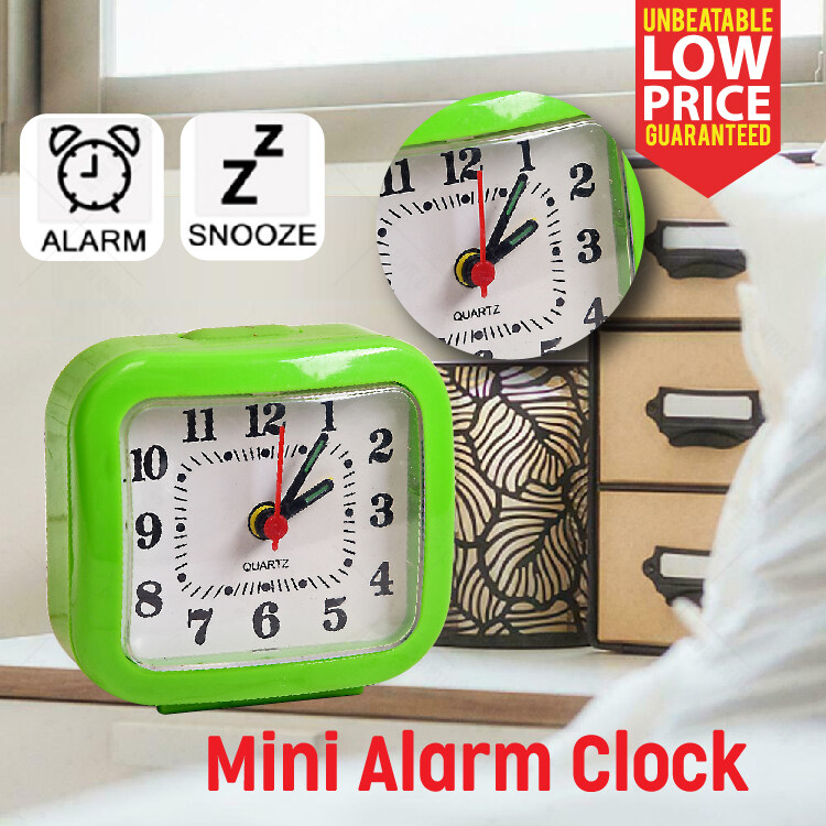 Quartz Mini Alarm Clock Analog Snooze Desk Bedside Portable Small ...