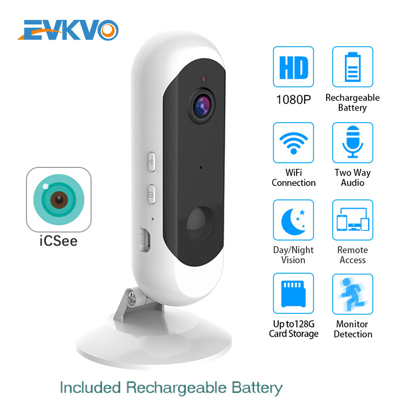 Evkvo - รวมแบตเตอรี่มุมกว้าง HD 1080P จุดแบตเตอรี่แบบชาร์จ WiFi กล้อง ...