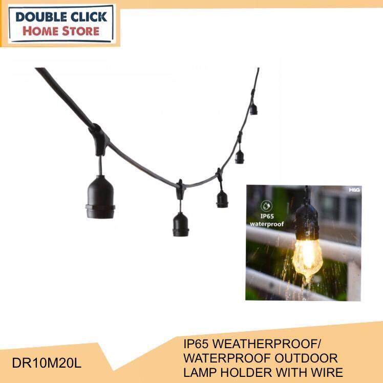 IP65 10Meter X 20 E27 Lamp Holder Wire Waterproof Outdoor Led String ...