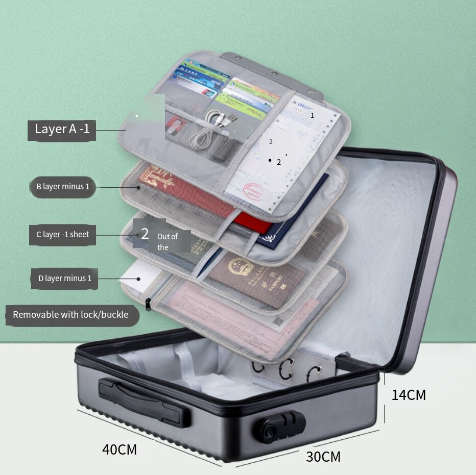 DocSafe Document Bag with Lock,Fireproof 4-Layer File Storage Case with ...