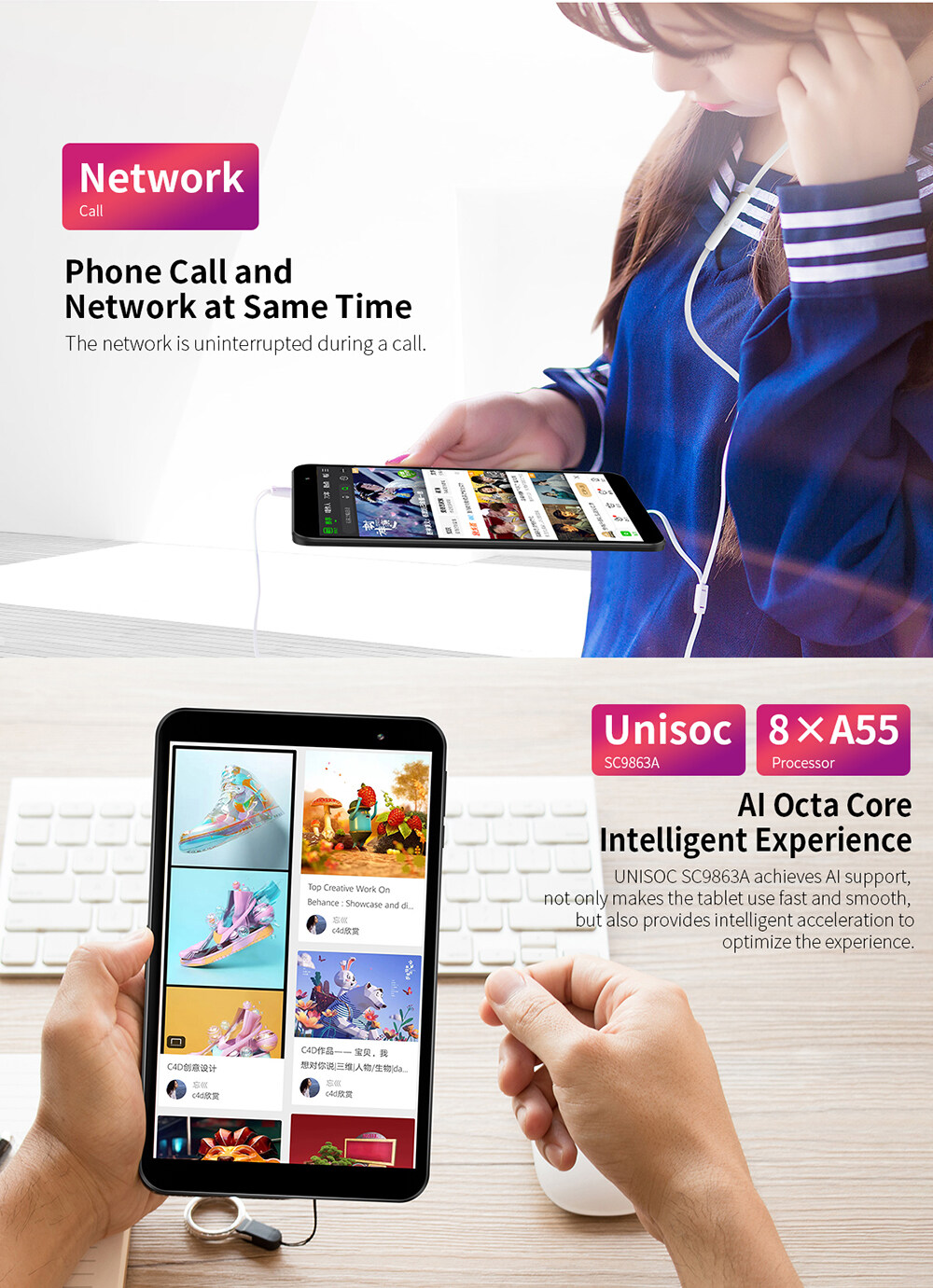 Teclast P80X SC9863A Octa Core 2GB + 32GB Dual 4G LTE 8 Android 9.0แท็บเล็ตอื่นๆพื้นที่รุ่น/รุ่น ...