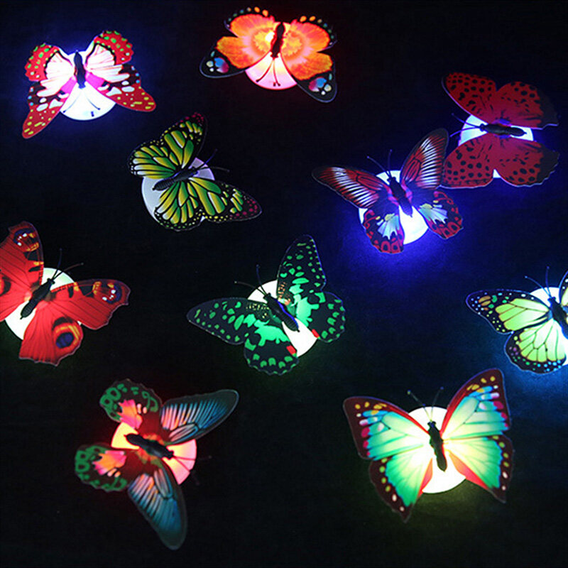 Free Shipping10Pcs Glowing 3D Butterfly LED Butterfly Wall Stickers LED ...