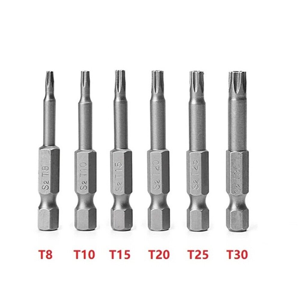 6pcs 50mm Magnetic Torx Screwdriver Bits 1/4\ Hex Shank T8 T10 T15 T20 ...