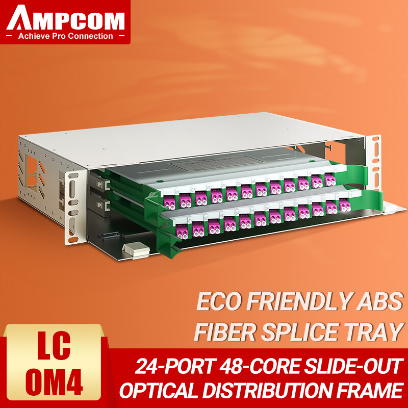 AMPCOM 48-Core ODF Optical Distribution Frame Optic Patch Panel LC SC ...