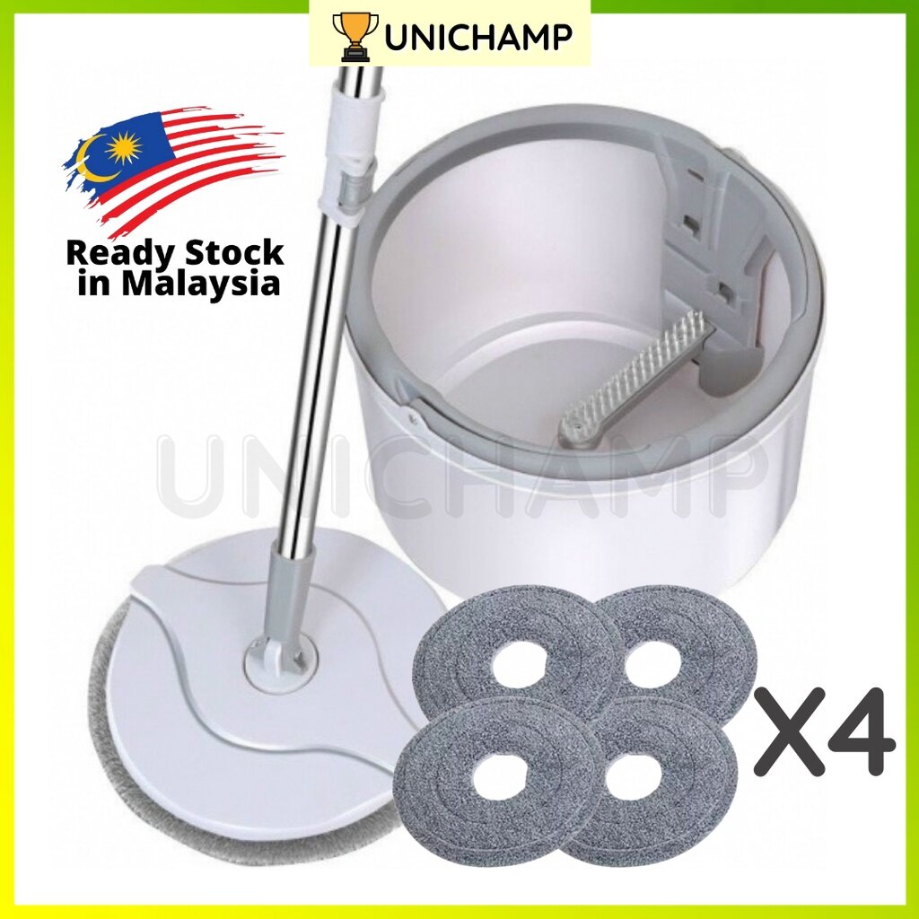 Spin Mop Auto Flat Mop Round Head Floor Mop Quick Dry Mop Microfiber ...