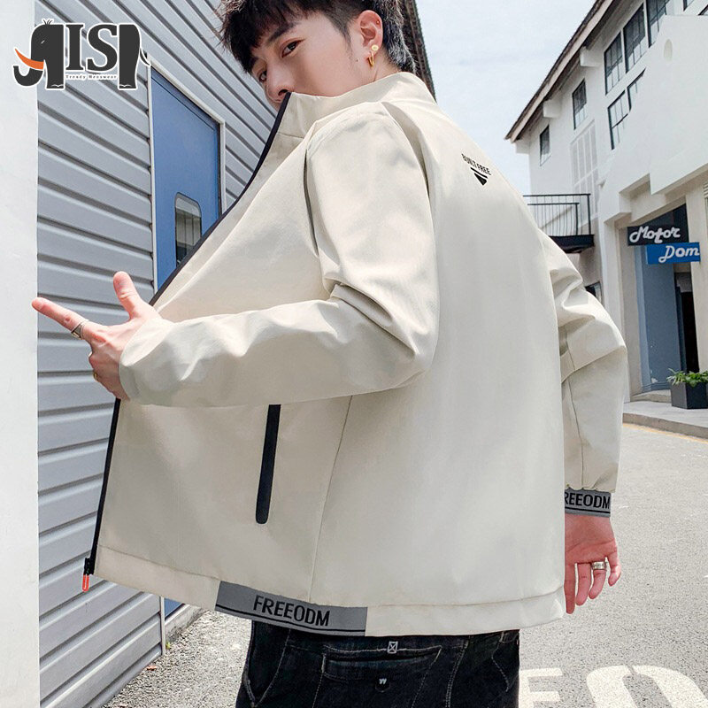 New Men 'S Jacket Stand Collar Coat Baseball Jacket Simple Korean Style ...